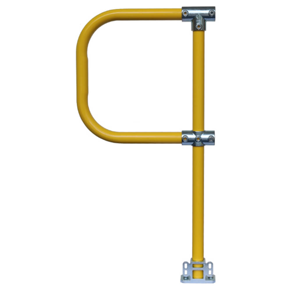 Standard Double Rail with Toeboard 4030-D48 End Post with D-Return - Yellow