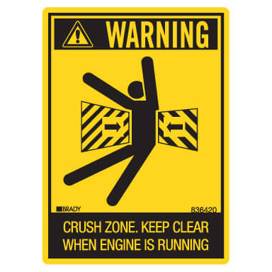 Machinery Safety Sticker - Warning Crush Zone 100 X 120Mm | Jaybro