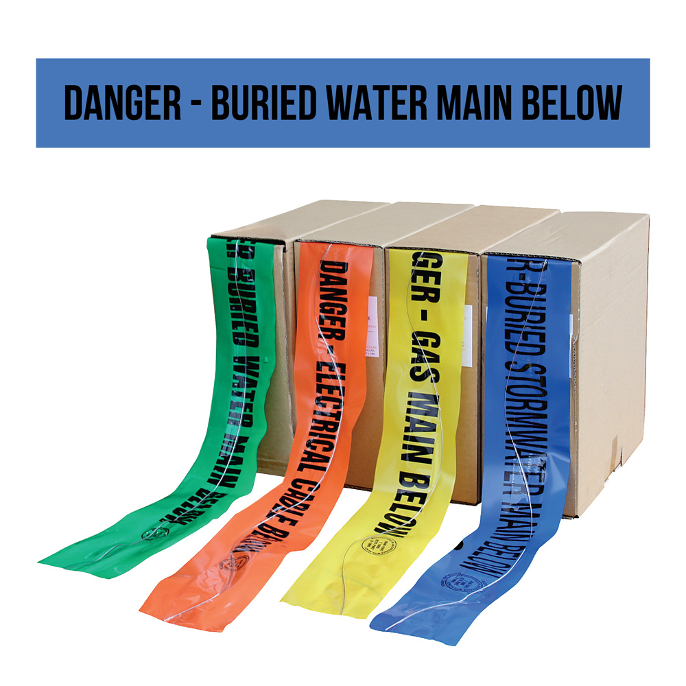 Mains Marker Tape Detectable Water Blue - 100 Mm X 250 Meter Roll ...