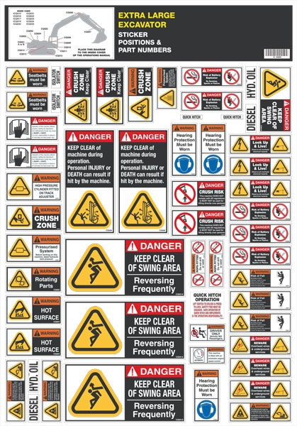 x/Large Excavator Safety Sticker Set | Jaybro