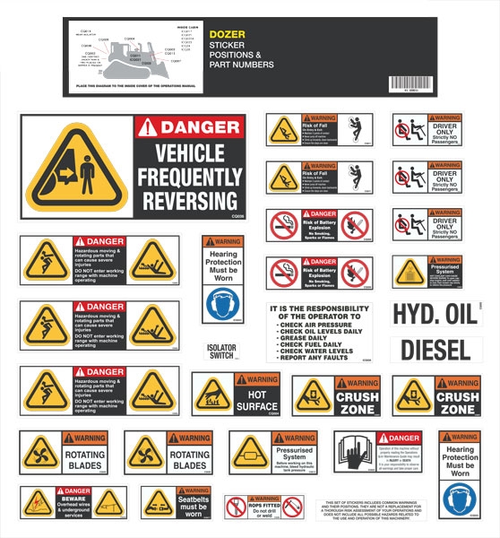 Dozer Machinery Safety Stickers | Jaybro