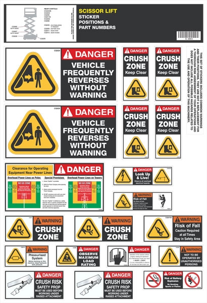 Danger and Warning Decals for Scissor lifts | Jaybro