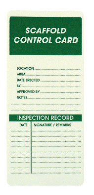 Scaffold Control Card 20/Pack| Jaybro