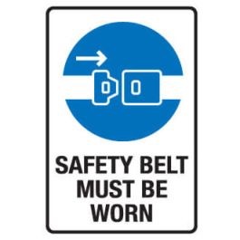 Machinery Safety Sticker - Safety Belt Must Be Worn 50 X 90Mm | Jaybro