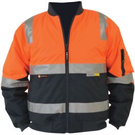 Orange/Navy - Hi-Vis Flying Bomber Jacket - VIC Rail Approved - 3XL