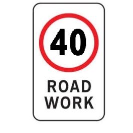 40 Km/h Road Work Regulatory Sign - 450 x 900 mm | Jaybro