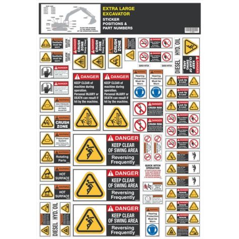 x/Large Excavator Safety Sticker Set | Jaybro