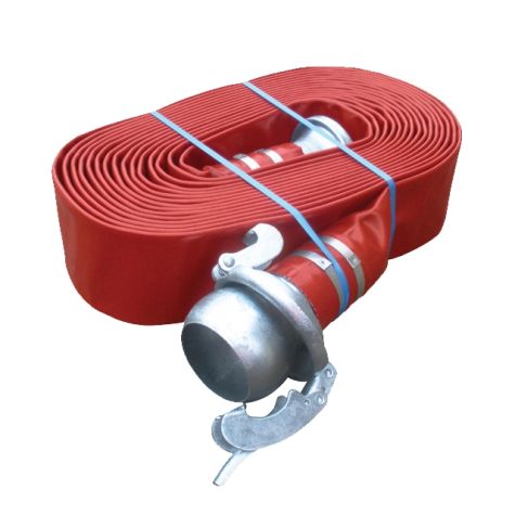 20m Red PVC Layflat hose kit, 150mm ID with Bauer fittings | Jaybro