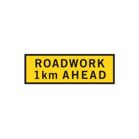 Boxed Edge Sign - ROADWORK 1KM AHEAD 2400 x 900mm | Jaybro
