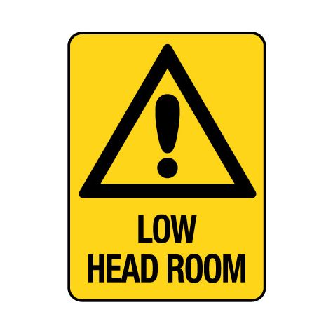 Warning Sign - Low Head Room 300 x 450 mm Poly | Jaybro