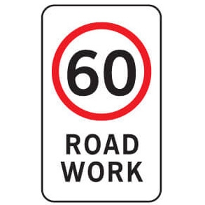 60 Km/h Road Work Regulatory Sign - 450 x 900 mm. | Jaybro
