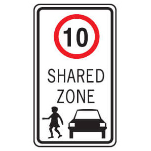 Regulatory Sign - R4-4A Shared Zone 10Km | Jaybro
