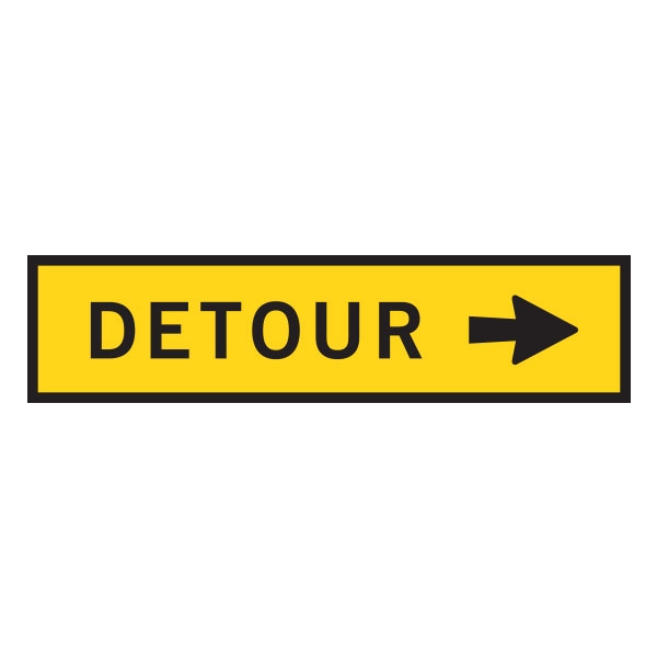 Boxed Edge Sign - Detour Right Arrow 1200 x 300mm | Jaybro