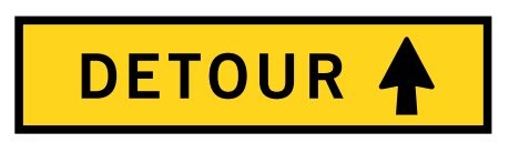 Boxed Edge Road Sign - DETOUR STRAIGHT 1200 x 300mm | Jaybro