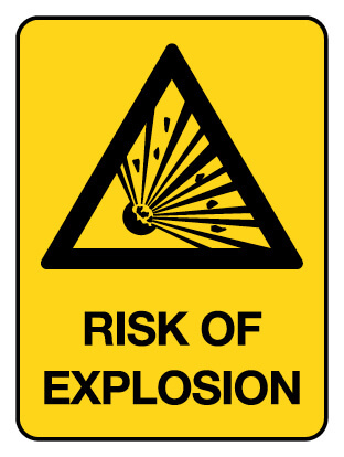 Warning Sign - Risk Of Explosion 600 x 450 mm Poly | Jaybro