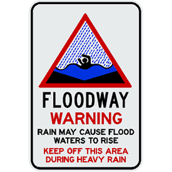 Floodway Warning Sign - KEEP OFF THIS AREA DURING HEAVY RAIN. | Jaybro